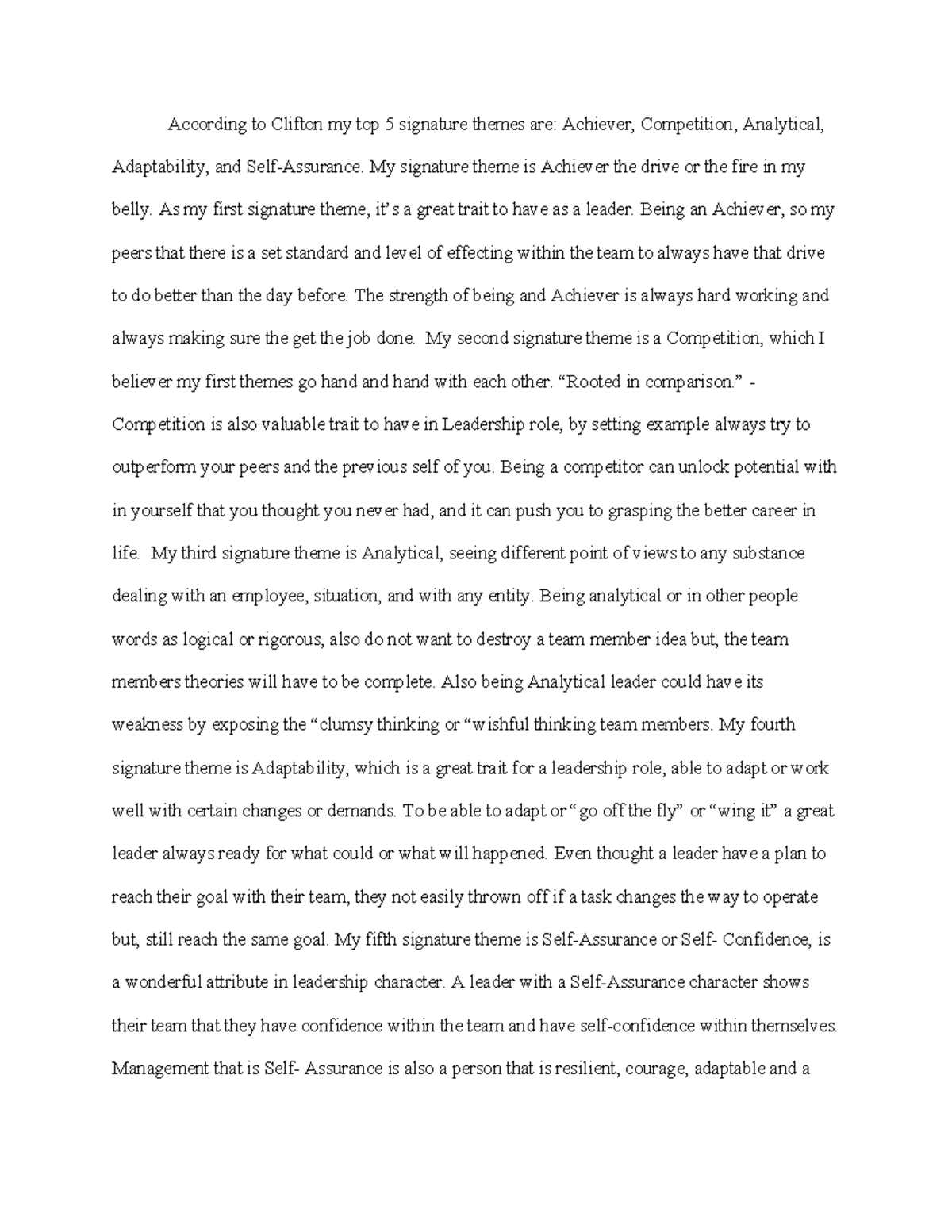 According to Clifton my top 5 signature themes are f - My signature ...