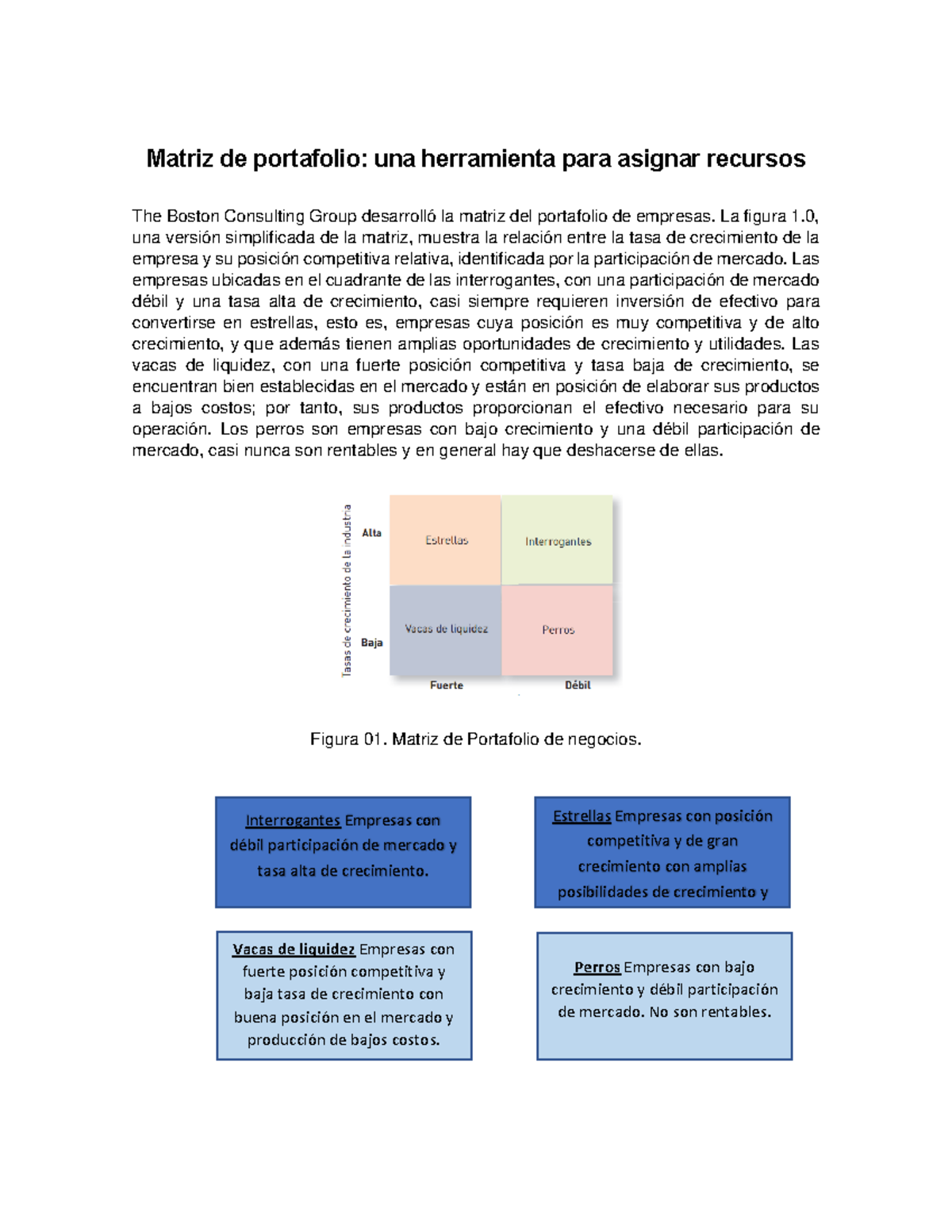S06T1 Lectura complementaria Matriz de portafolio - Administración y ...
