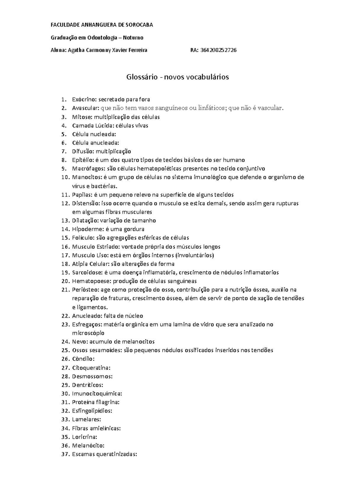 Glossario - Dicionario - FACULDADE ANHANGUERA DE SOROCABA Graduação em ...
