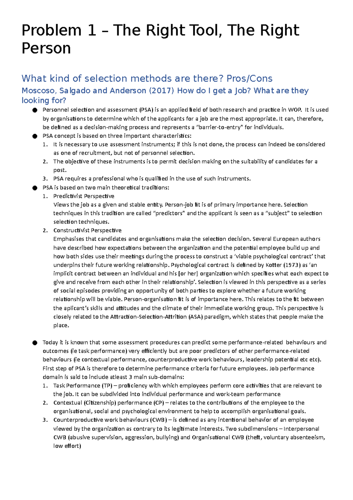 Problem 1 The Right Tool, The Right Person Notes - Problem 1 – The ...