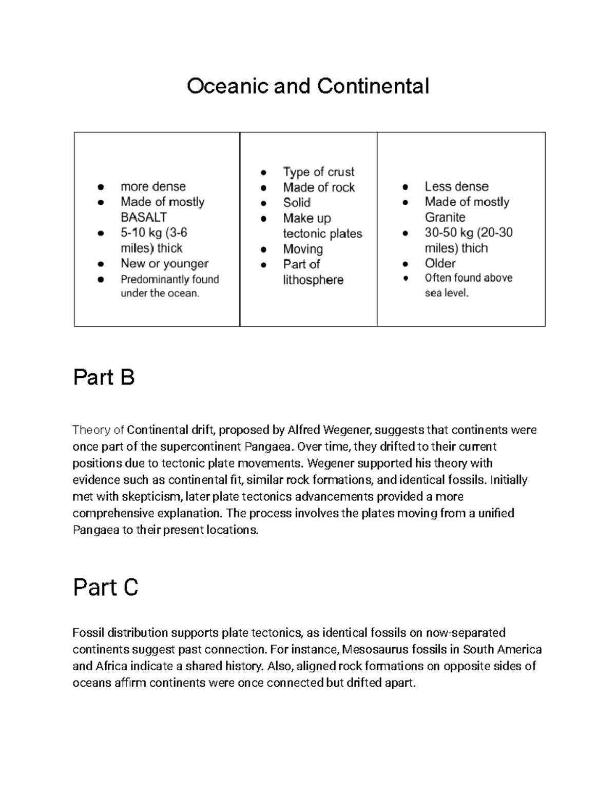 Oceanic and Continental - Over time, they drifted to their current ...