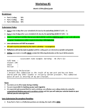 Workshop 03 - practice materials - Workshop # 3 Worth: 0% of final ...