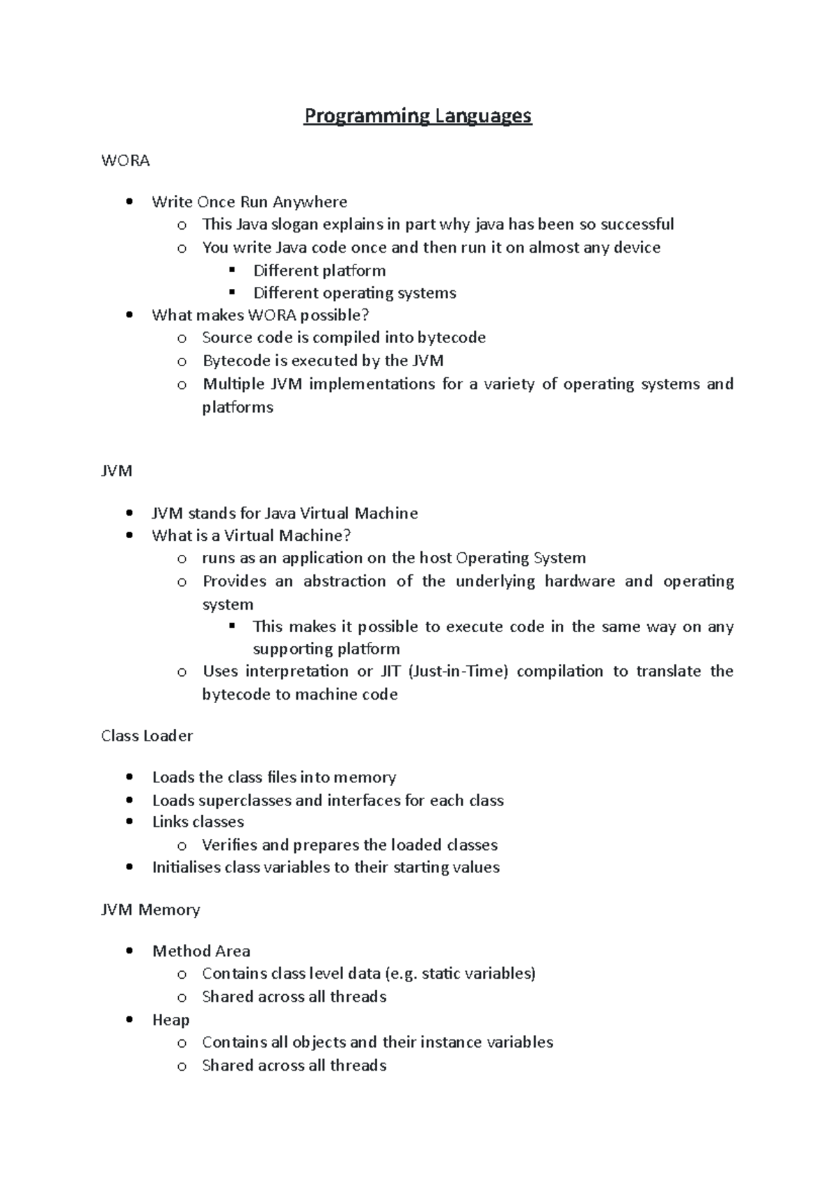Programming Languages - Programming Languages WORA Write Once Run ...