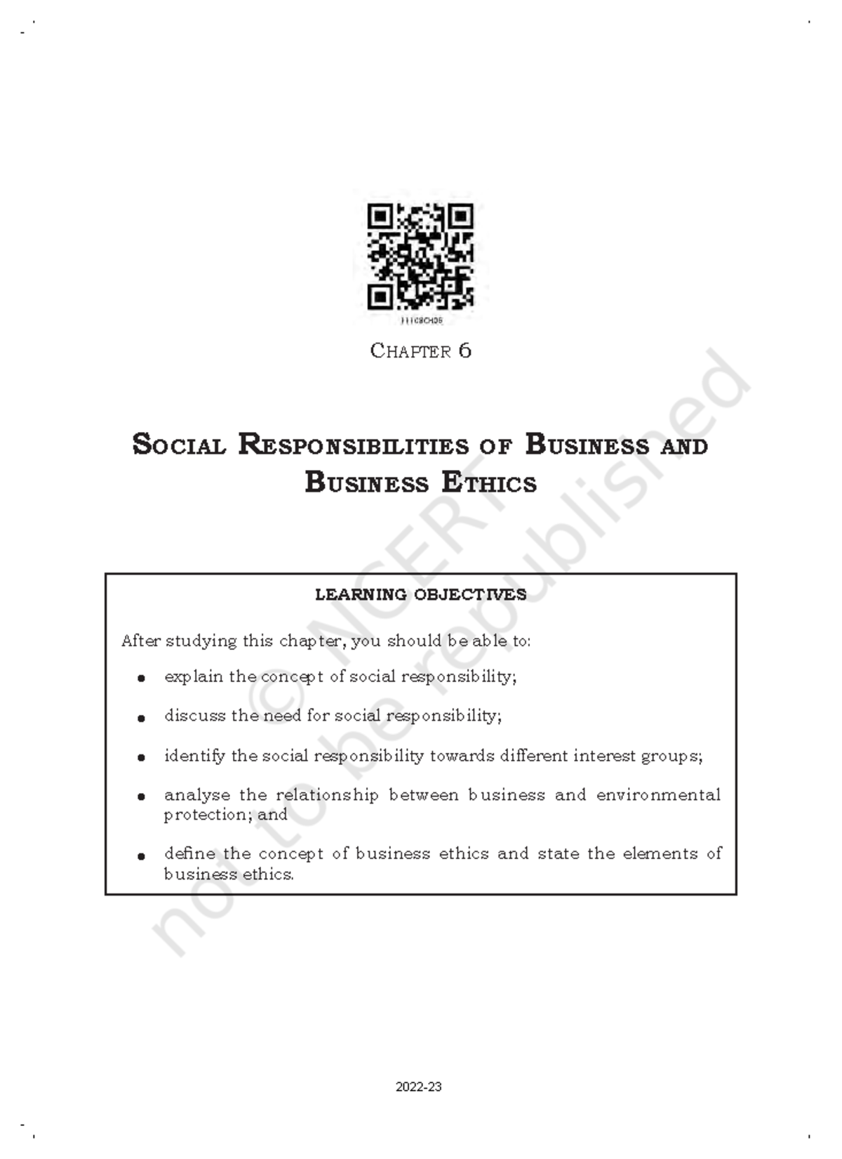 Business studies 6 2022-23 - Chapter 6 Social ReSponSibilitieS of ...