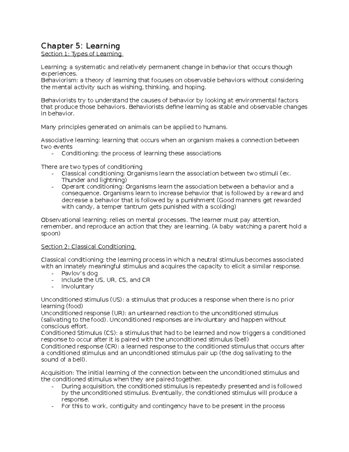 Chapter 5 - Taught by Mr. Palumbo - Chapter 5: Learning Section 1 ...