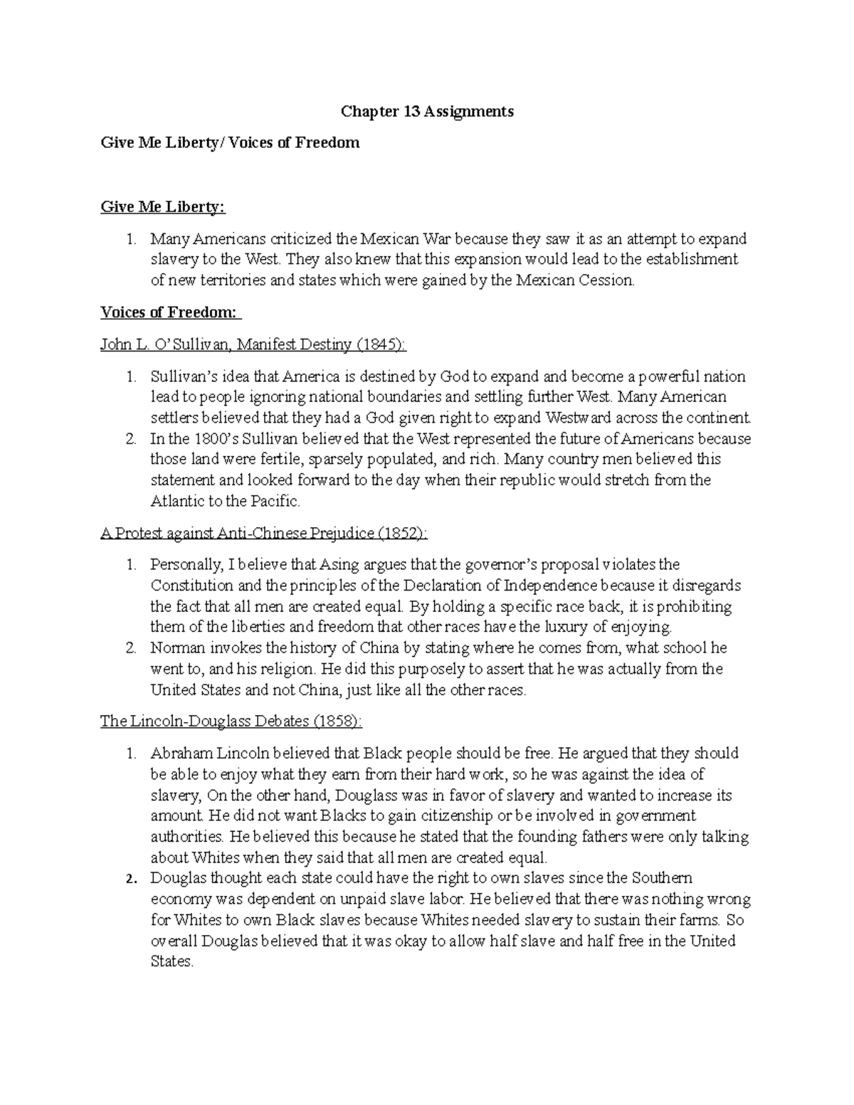Chapter 13 Reading Assignments (HIST) - Chapter 13 Assignments Give Me ...
