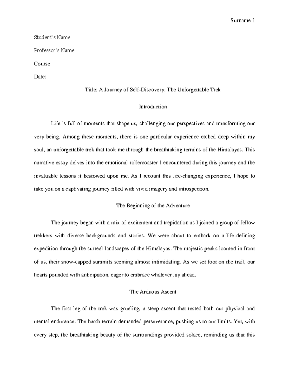 MLA Formatting 2018 3 - BII NNNOI BBCV - Student’s Name Professor’s ...