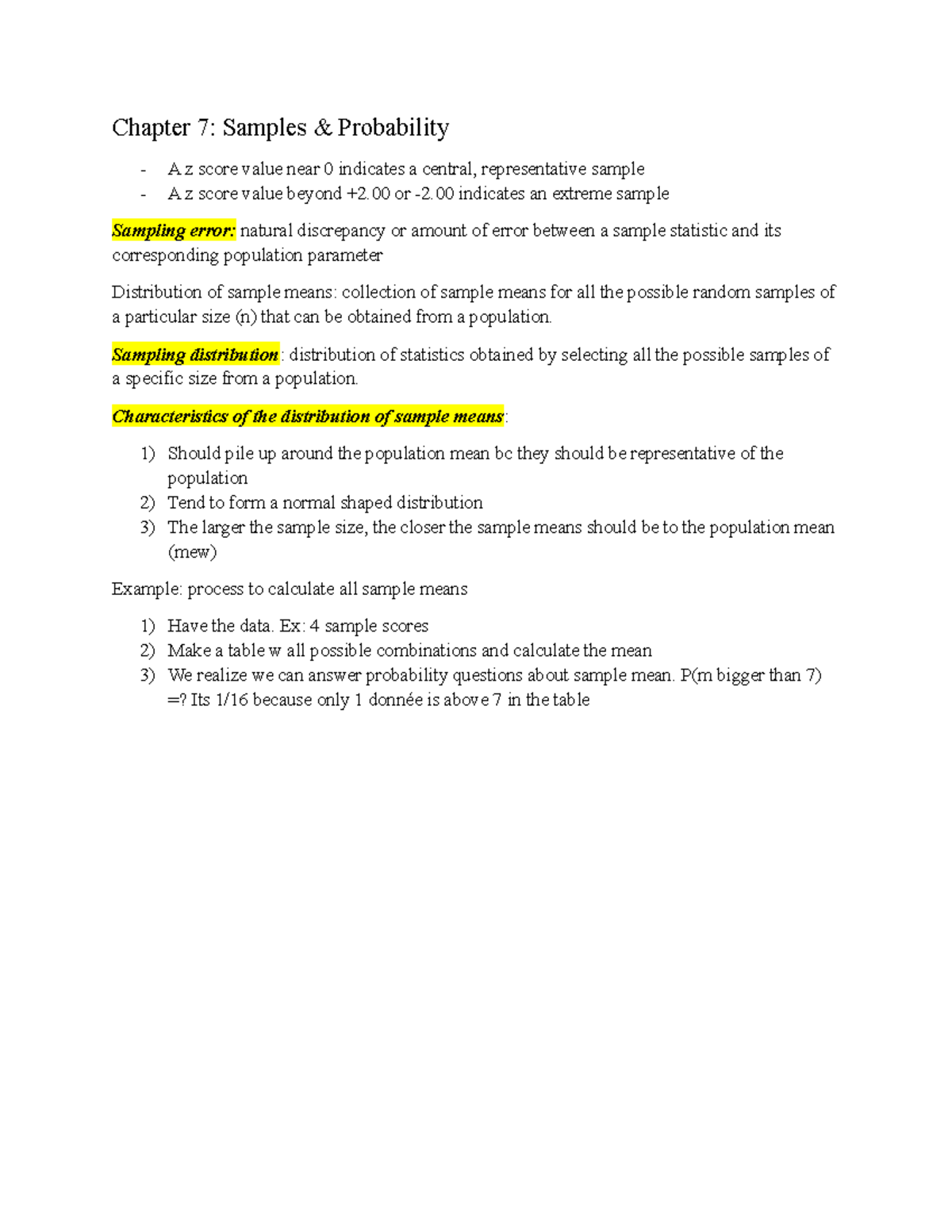 Chapter 7 Samples & Probability - Chapter 7: Samples & Probability A z ...