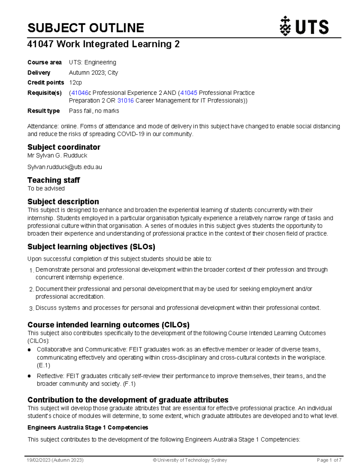 PDFs - Subject outline for autumn 2023 - includes assessment tasks and ...