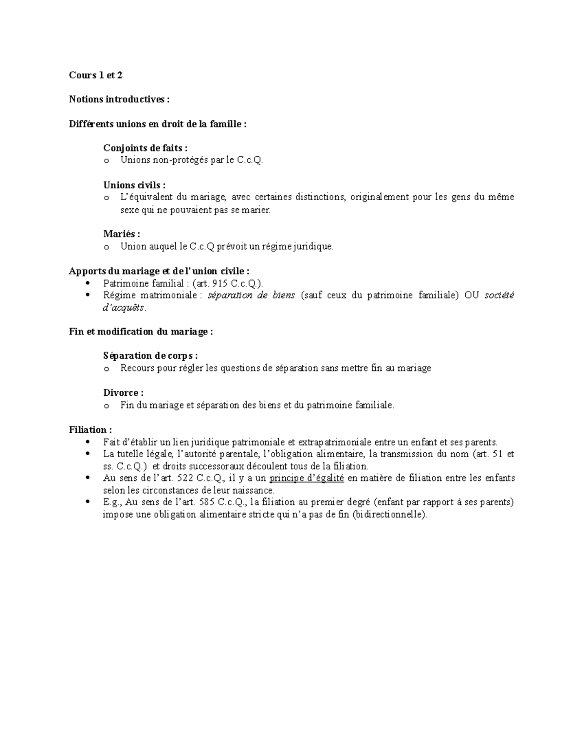 Cours 1 et 2 - Cours 1 et 2 Notions introductives : Différents unions ...