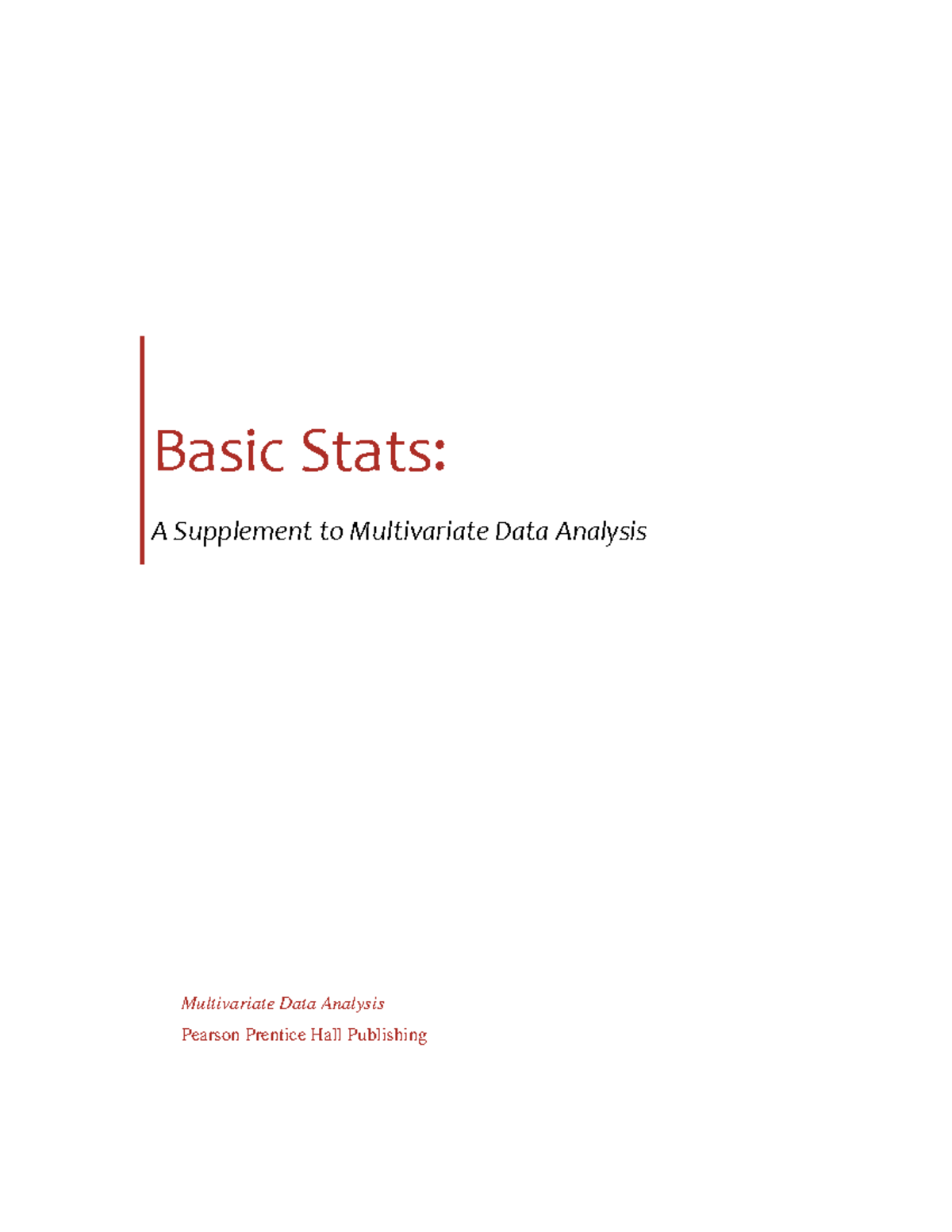 Basic Stats - book - Basic Stats: A Supplement to Multivariate Data ...