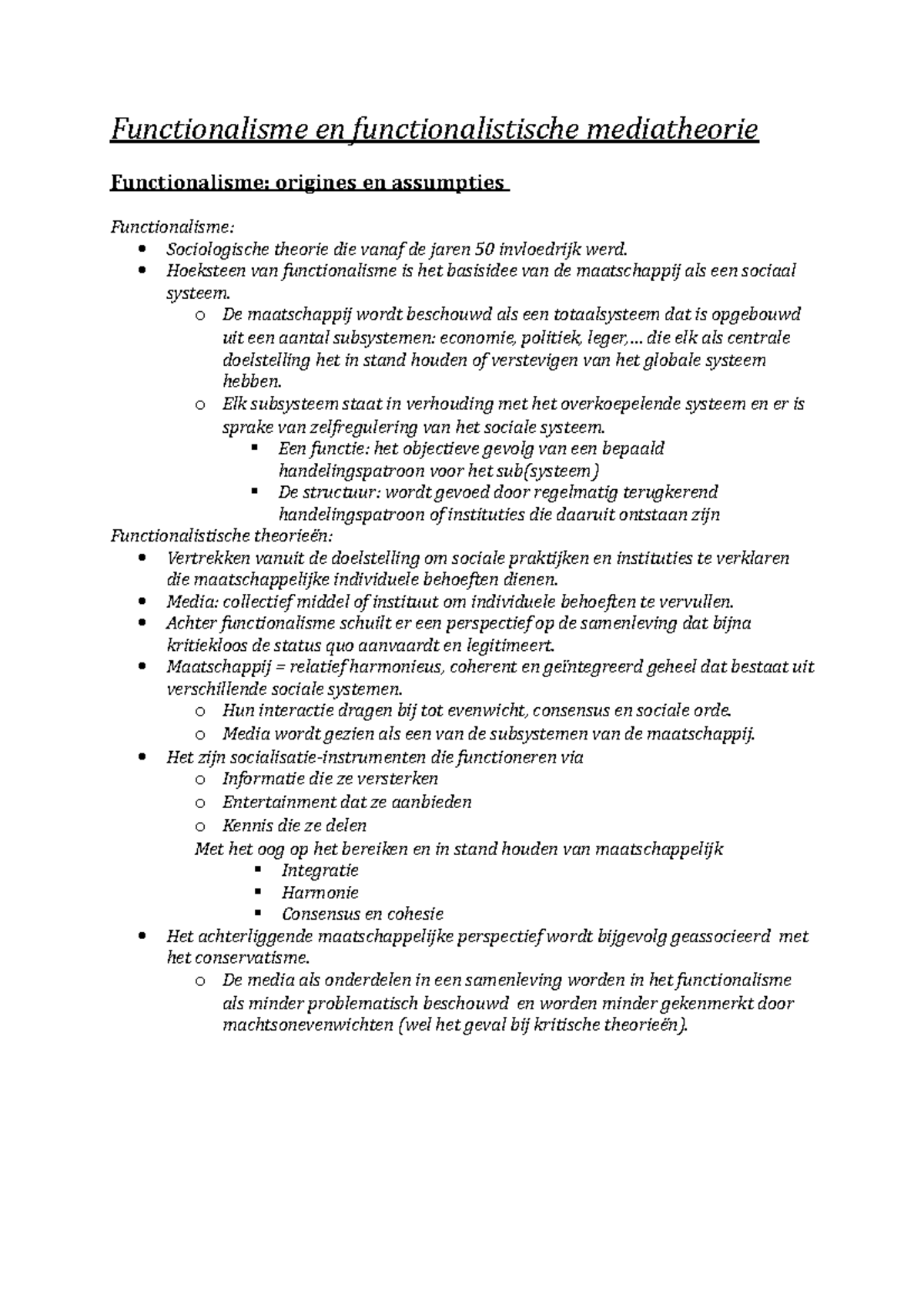 Functionalisme en functionalistische mediatheorie - Hoeksteen van ...