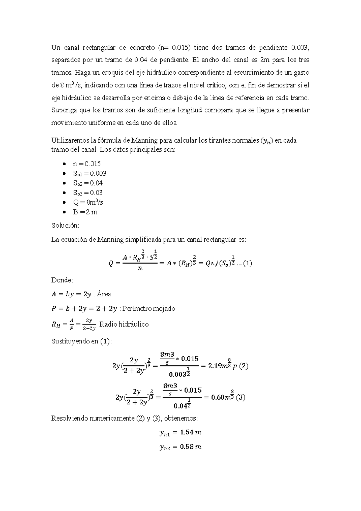 Diapo 9 - canal rectangular - Un canal rectangular de concreto (n= 0 ...