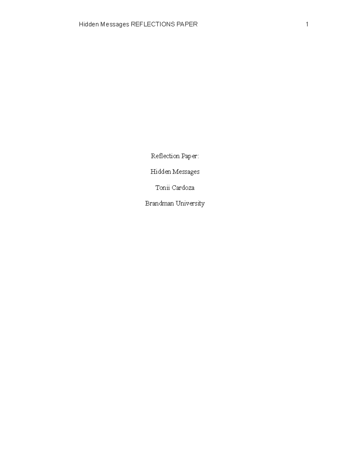 541 Reflection Hidden Messages - Hidden Messages REFLECTIONS PAPER 1 ...
