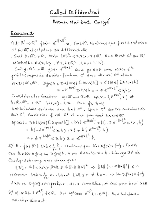 Série 8 de TD calcul différentiel - Fonctions diff ́erentiables Exercice 1. Soit α ∈ R, on - Studocu