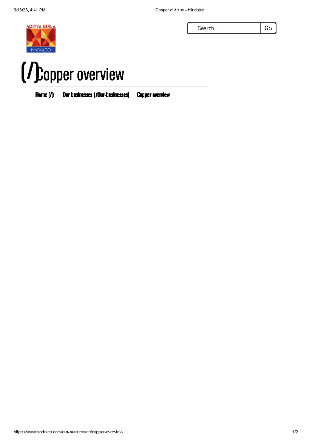 Copper division - Hindalco - 9/13/23, 4:41 PM Copper division ...