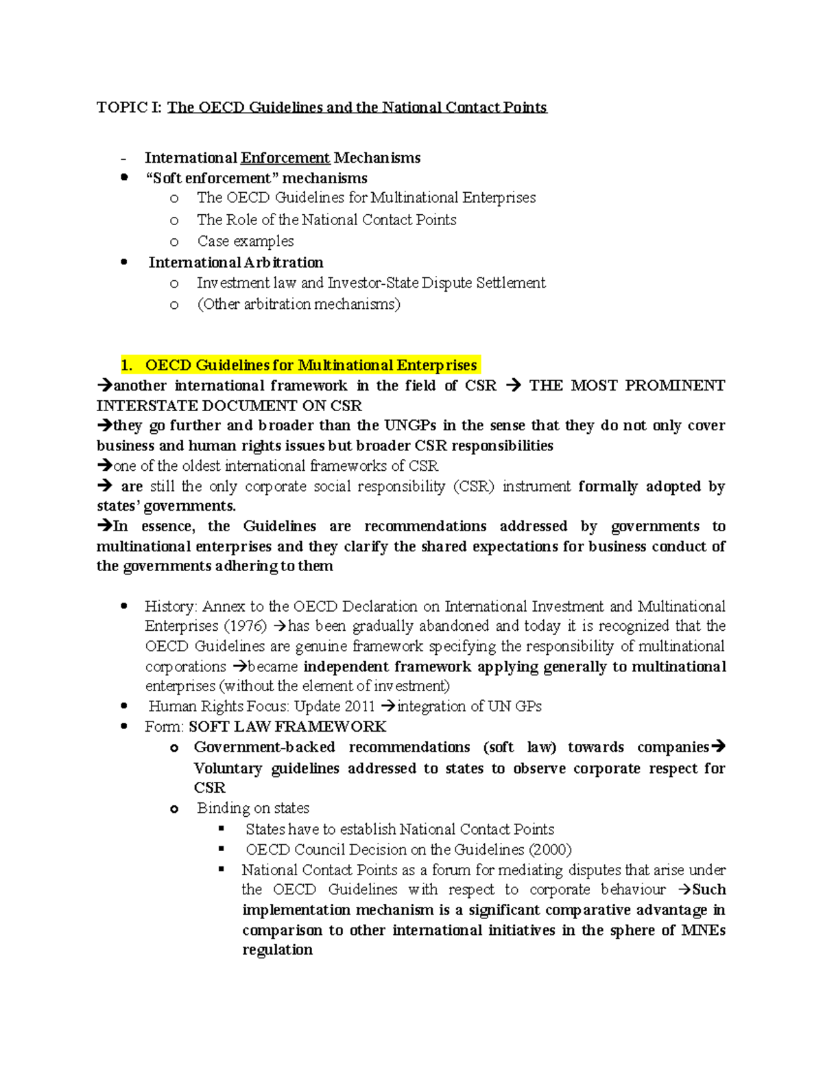 Lecture 6 - TOPIC I: The OECD Guidelines and the National Contact ...