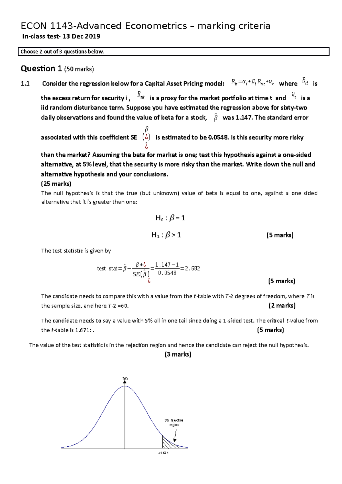 ECON1143-IN Class TEST -13 Dec 2019-marking criteria - ECON 1143 ...