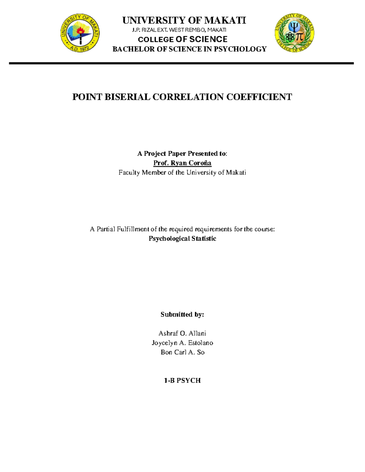 Group 3 Point Biserial Correlation Coefficient - POINT BISERIAL ...