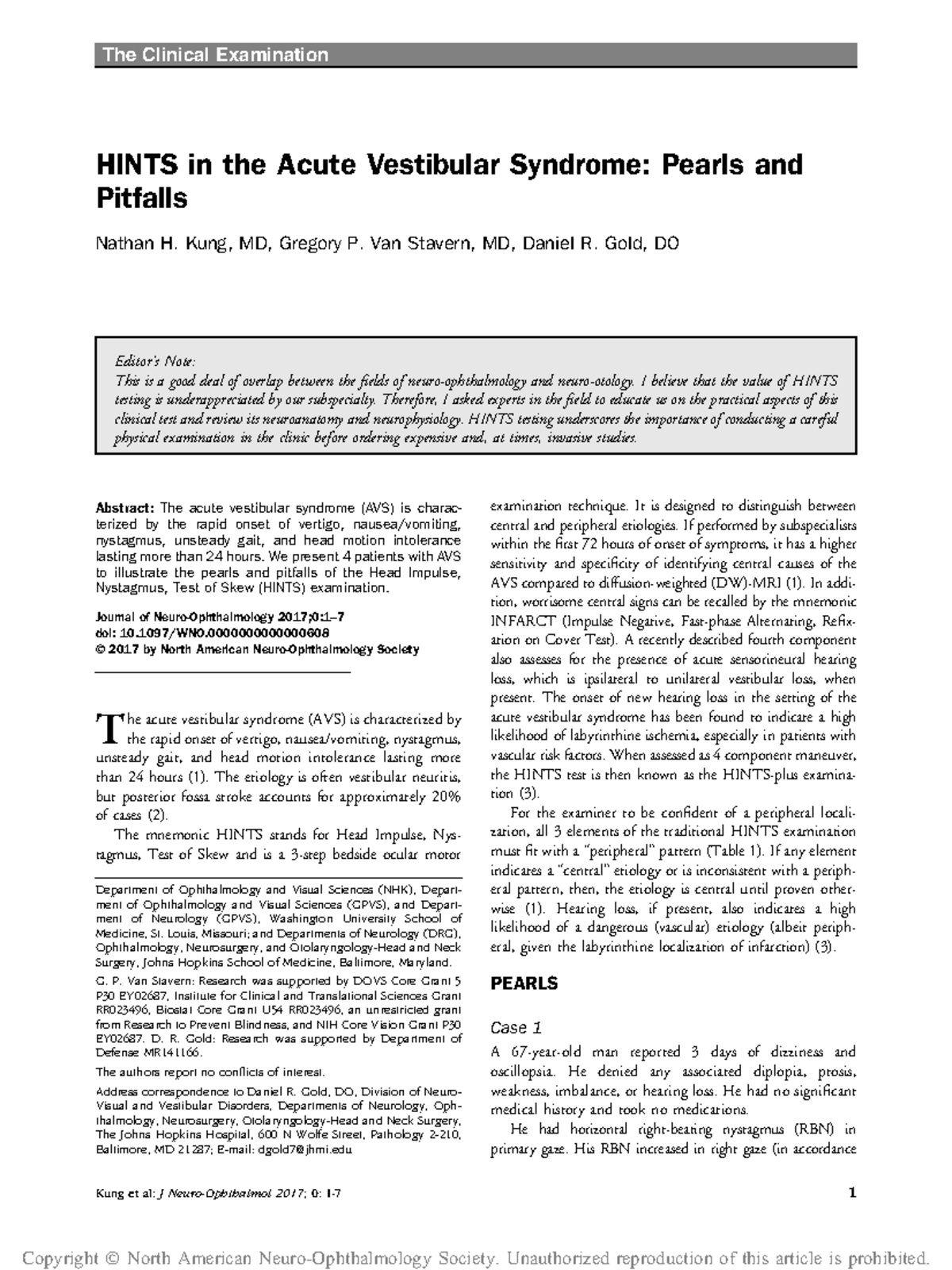 Tontura - HINTS in the Acute Vestibular Syndrome: Pearls and Pitfalls ...