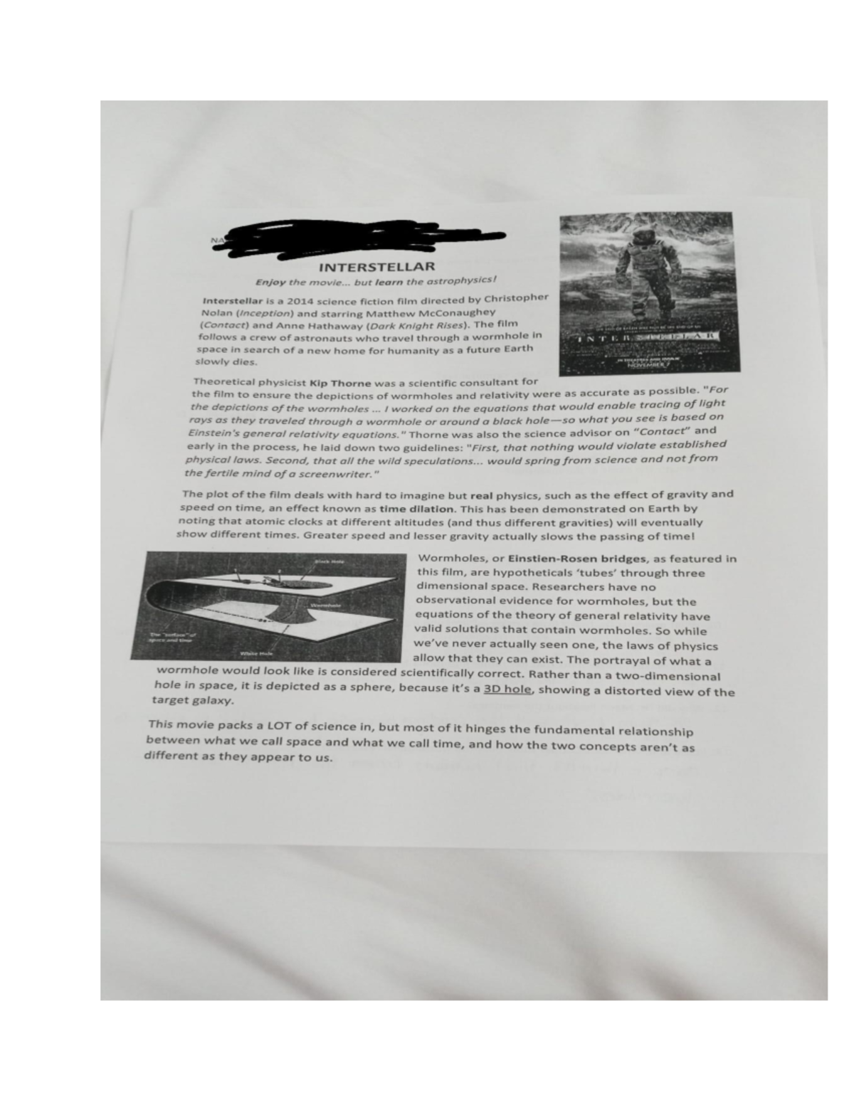 Interstellar movie answer sheet - Studocu