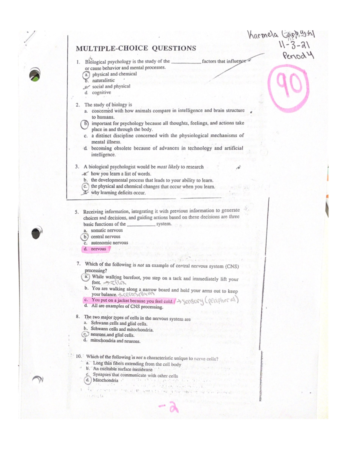 AP Psych Brain Study Packet - PSYC 2319 - Studocu