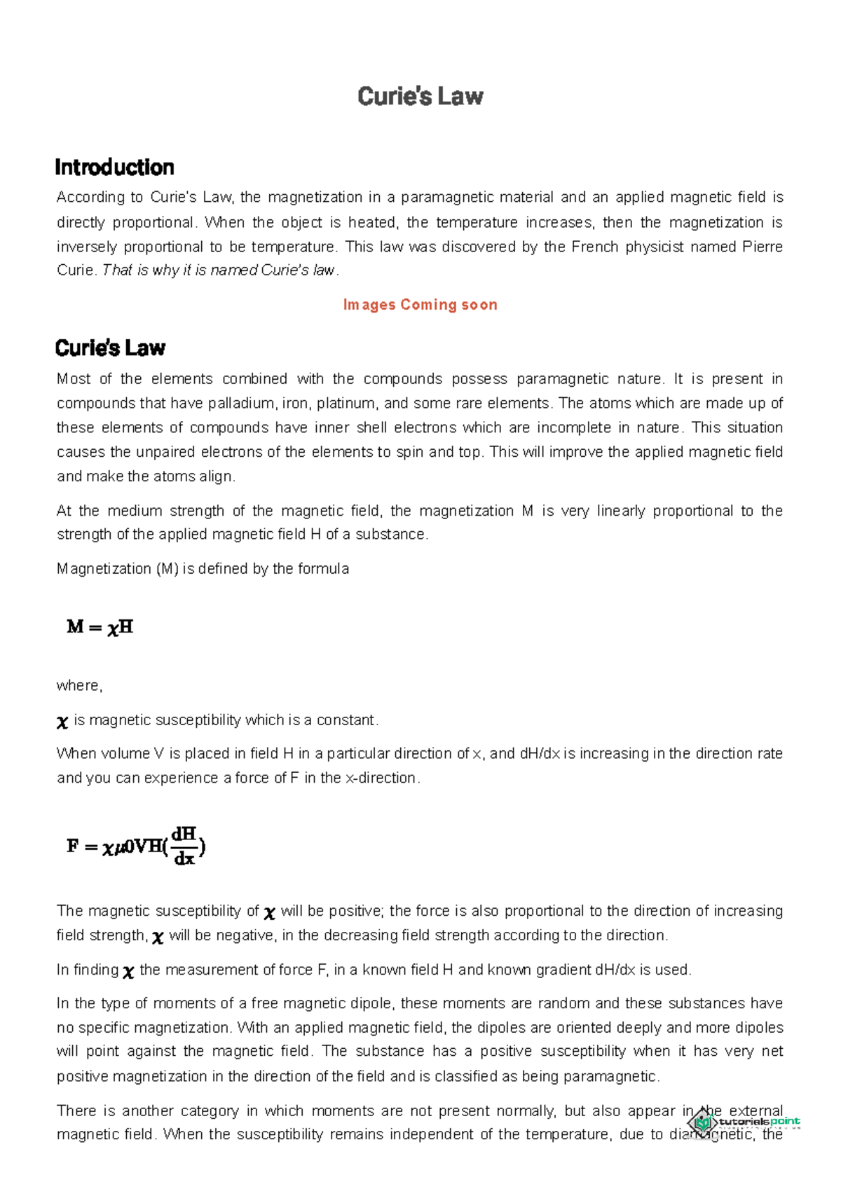 Curie's Law - Curie's Law - Curie's Law Introduction According to Curie ...