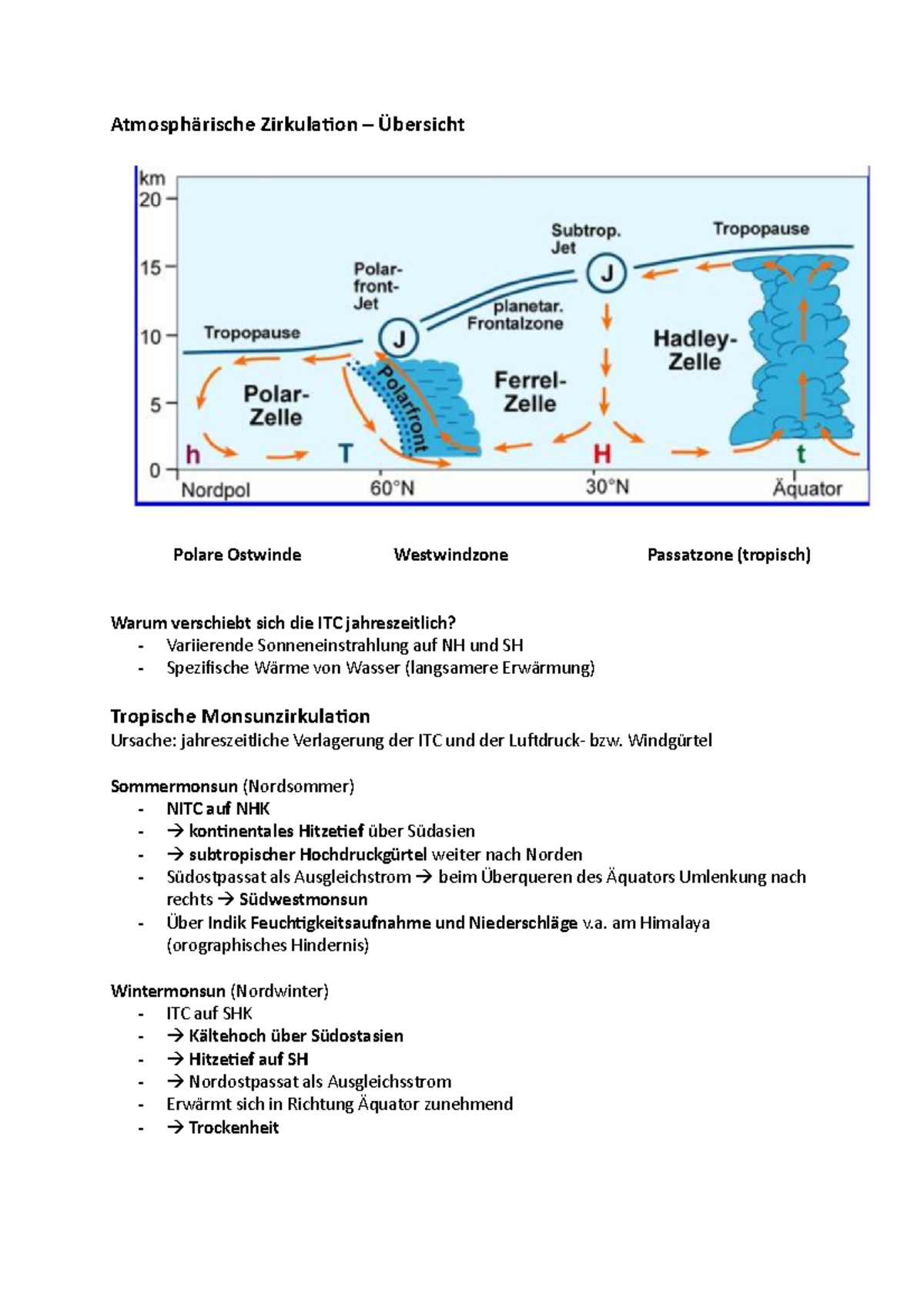 Tropsiche Zirkulation - Atmosphärische Zirkulaion – Übersicht Polare ...