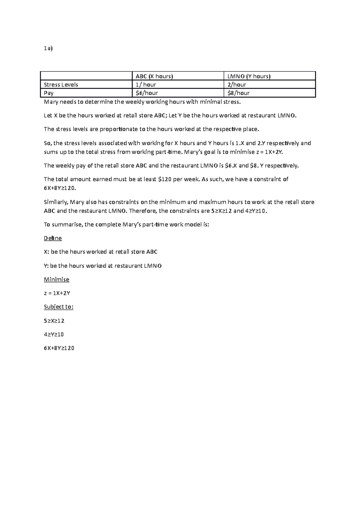 TMA - Draft for TMA 2022 - 1a) ABC (X hours) LMNO (Y hours) Stress ...