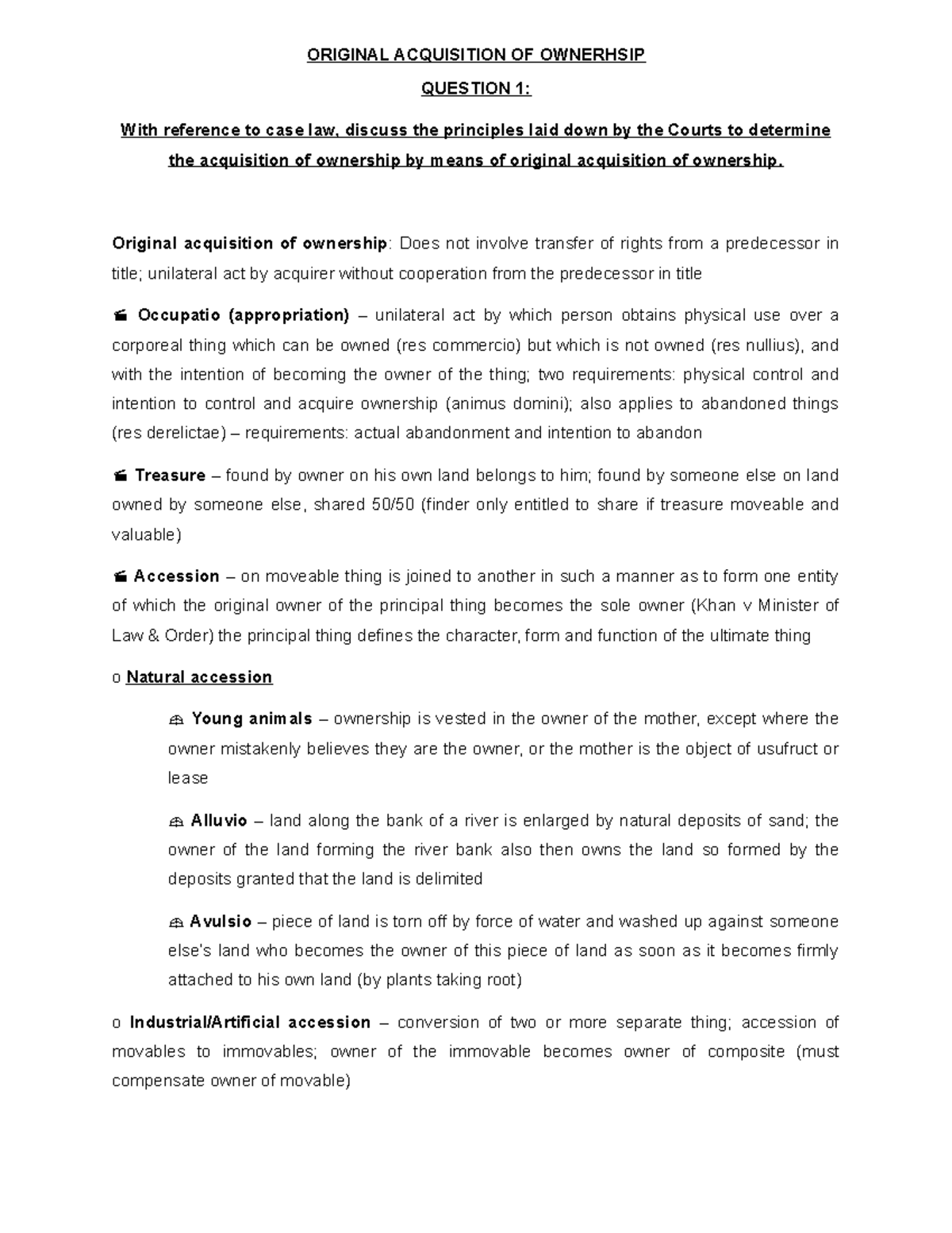 Original Acquisition OF Ownerhsip Q n A - ORIGINAL ACQUISITION OF ...