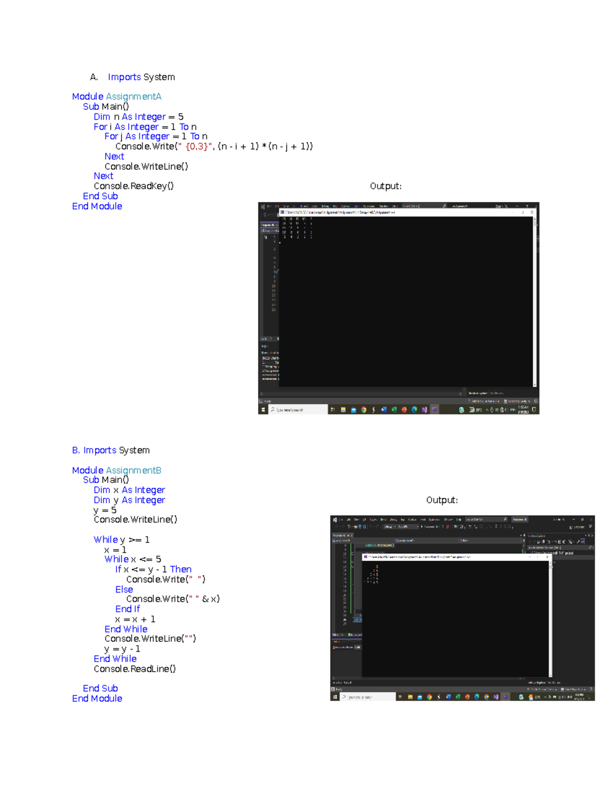 Dave - stress - A. Imports System Module AssignmentA Sub Main() Dim n As Integer = 5 For i As ...