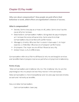 Compensation AND Benefits FULL Lecture AND Textbook Notes ...