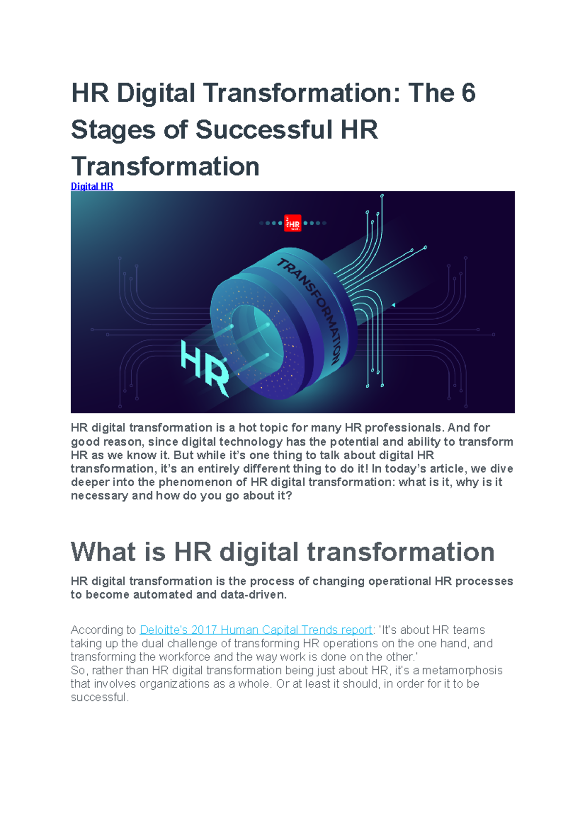 HR Digital Transformation - And for good reason, since digital ...