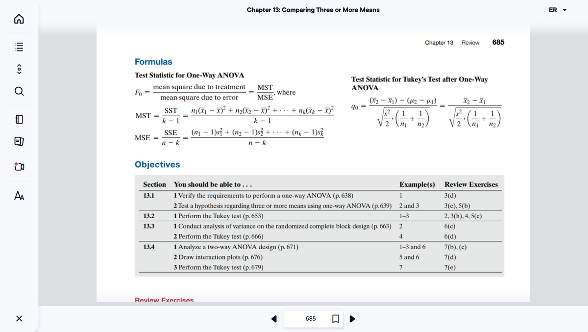 MP685 - page 685 - MATH 235 - 685 Chapter 13: Comparing Three or More ...