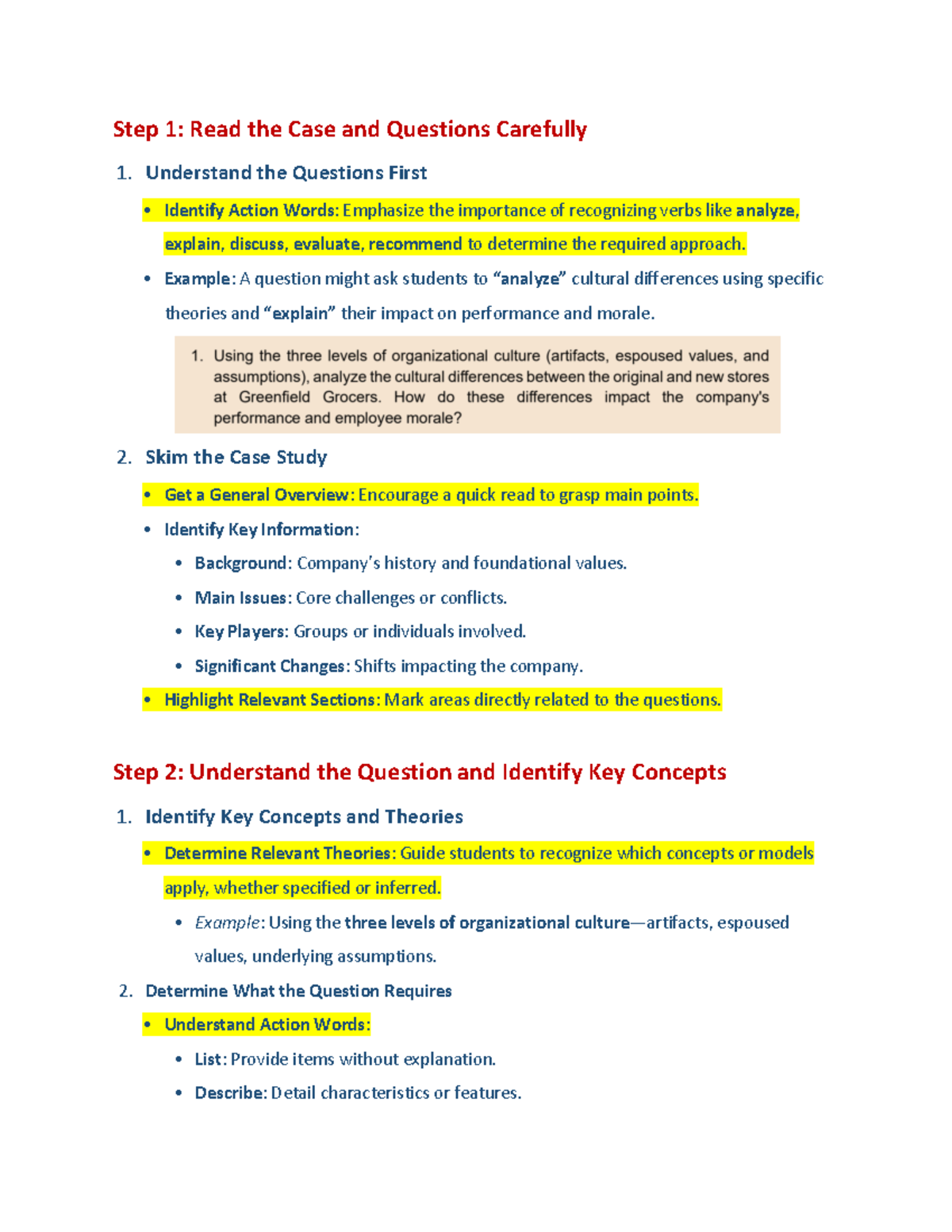 Case study guidelines - uncertain - Step 1: Read the Case and Questions ...