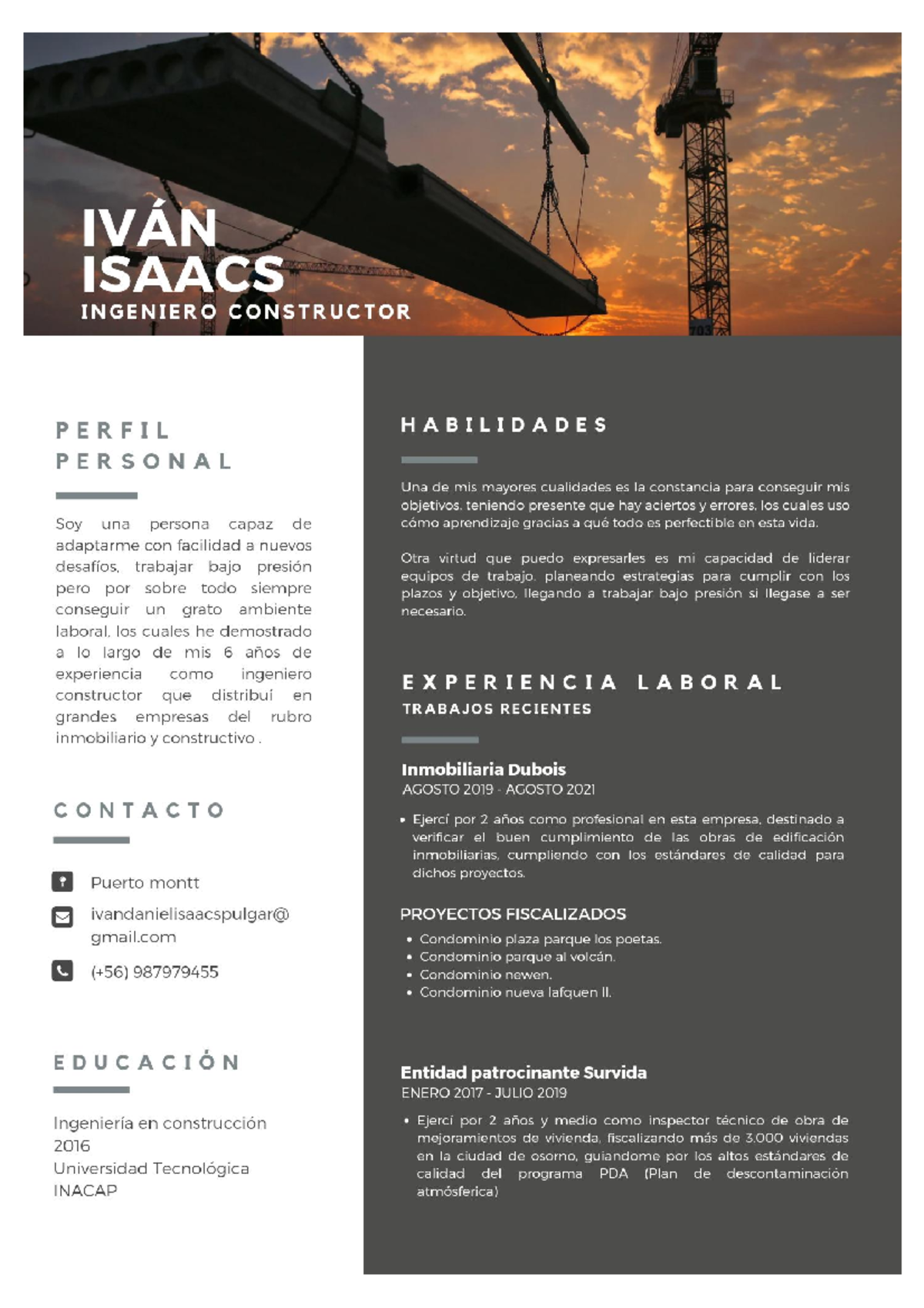 Currículum IVÁN Isaacs - Ingeniería de procesos - Studocu