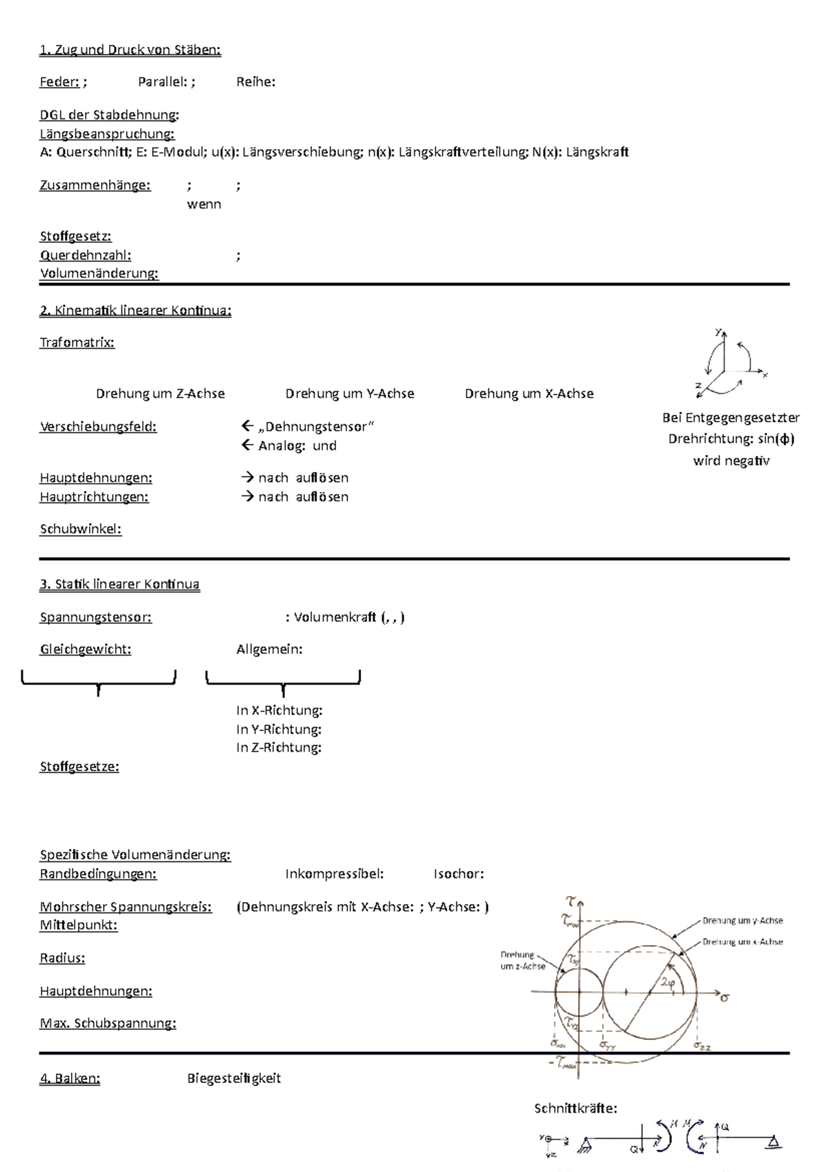 Formelsammlung Technische Mechanik - Zug und Druck von Stäben: Feder: ; Parallel: ; Reihe: DGL ...