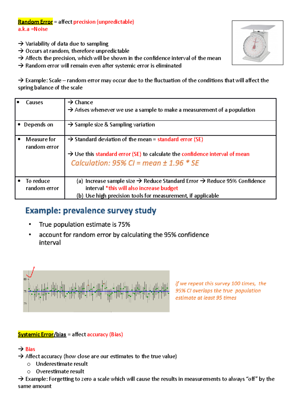 Random Error Lecture Notes 3 Random Error Affect Precision
