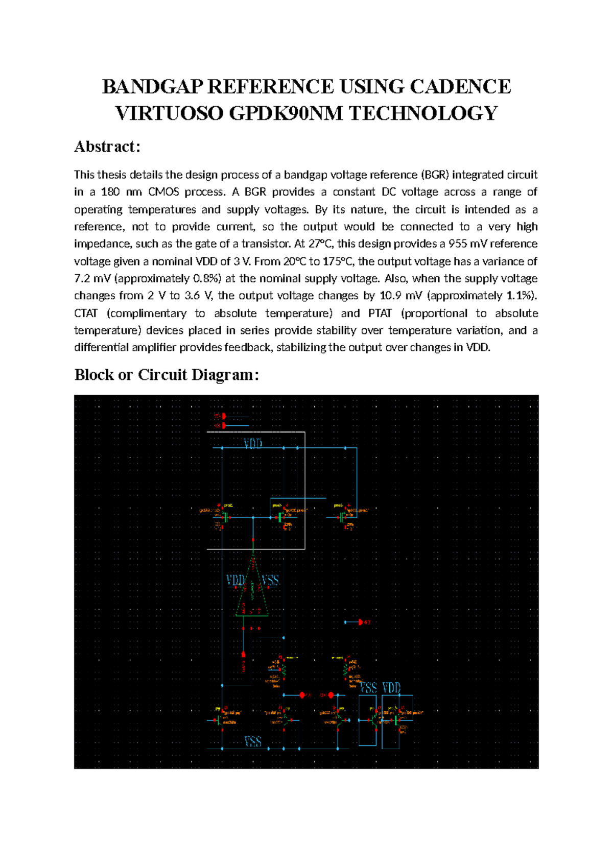 Bandgap Reference Using Cadence Virtuoso GPDK90NM Technology - BANDGAP REFERENCE USING CADENCE ...
