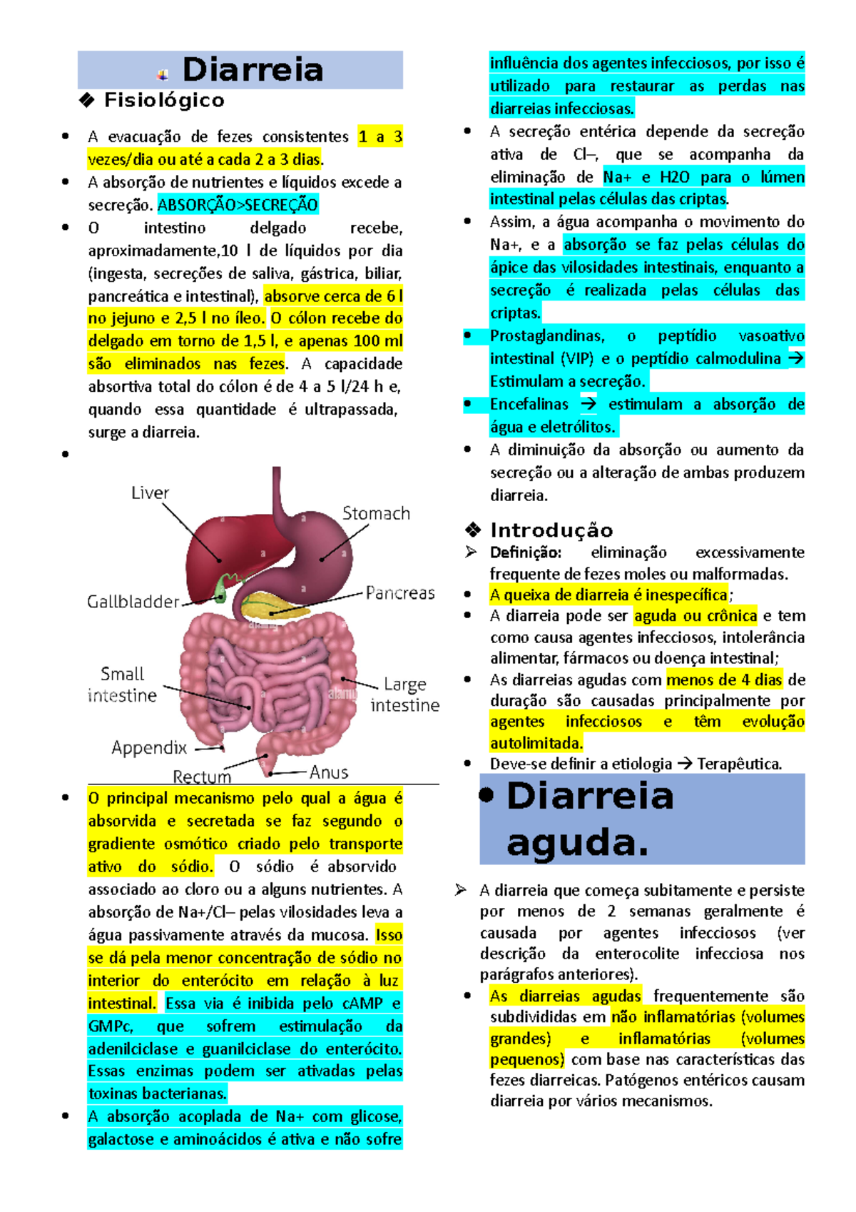 diarreia, síndromes diarreicas - Diarreia Fisiológico A evacuação de ...