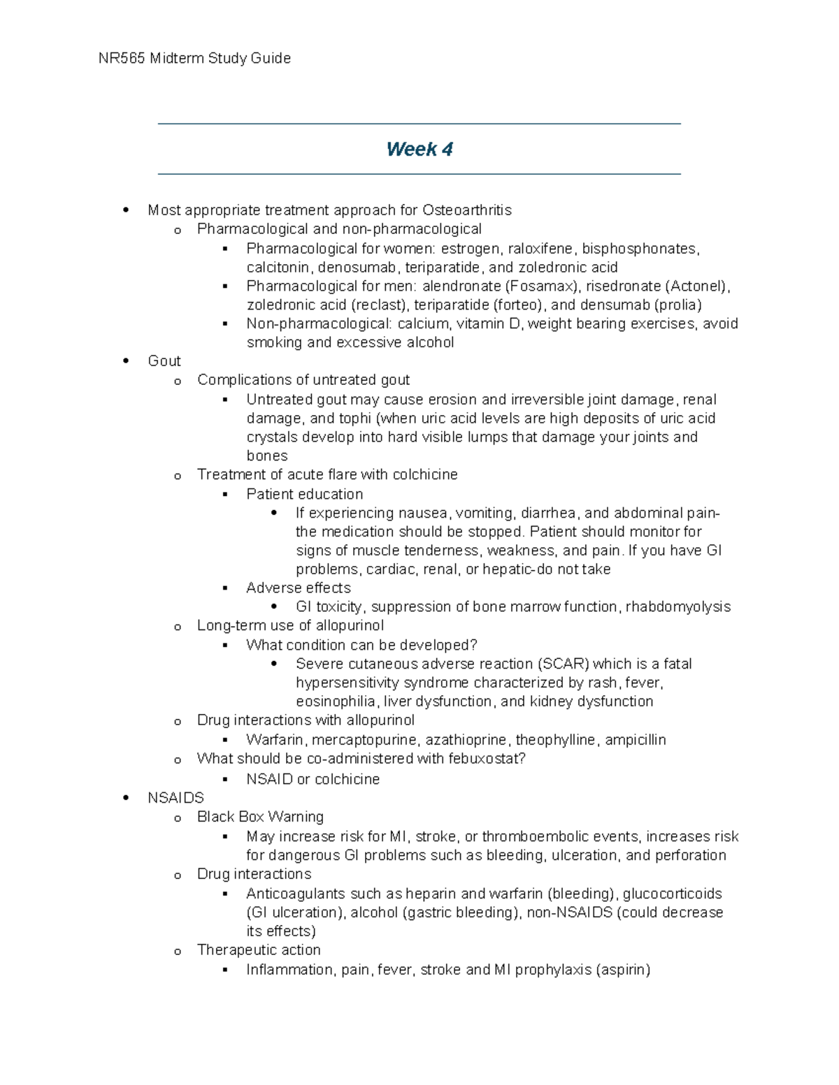 Week 4 - Week 4 study guide - Week 4 Most appropriate treatment ...