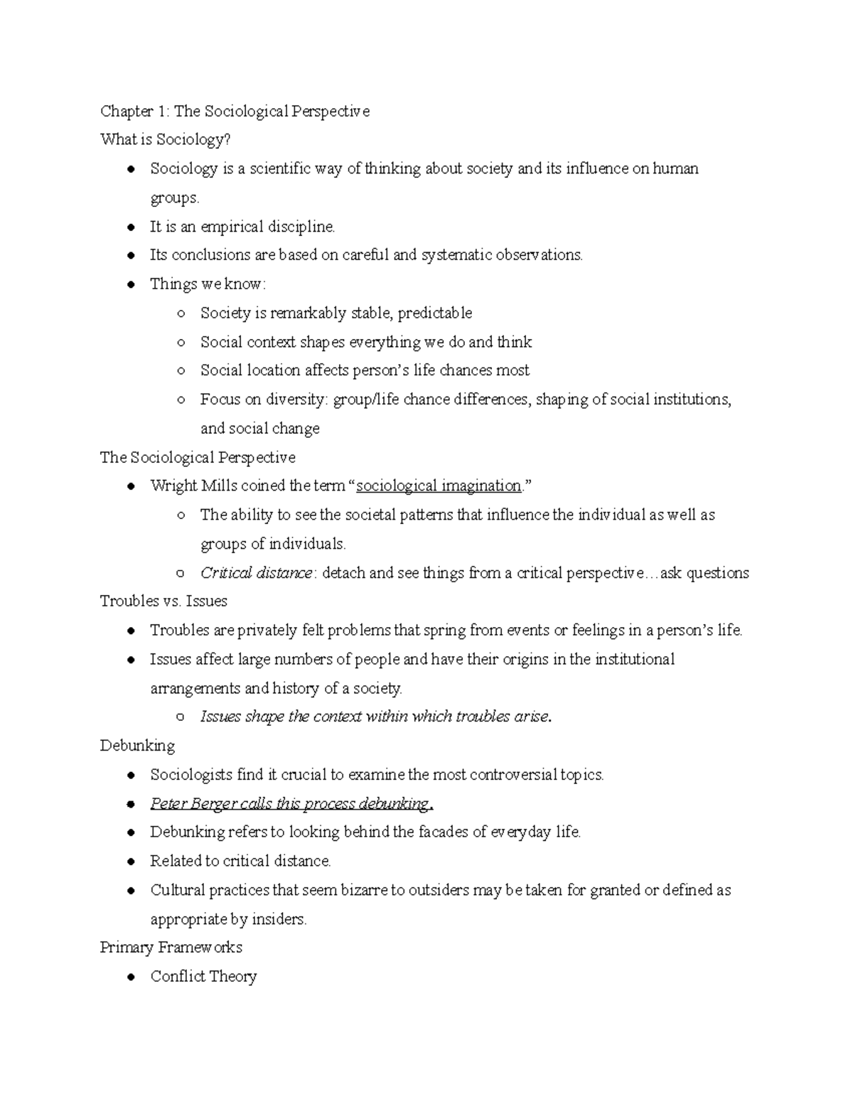 Power Point for Chp. 1 - Chapter 1: The Sociological Perspective What ...