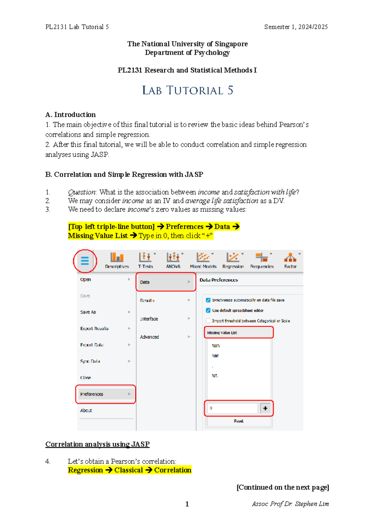 PL2131 Lab Tutorial 5 Handout - PL2131 Lab Tutorial 5 Semester 1, 2024/ 1 Assoc Prof Dr. Stephen ...