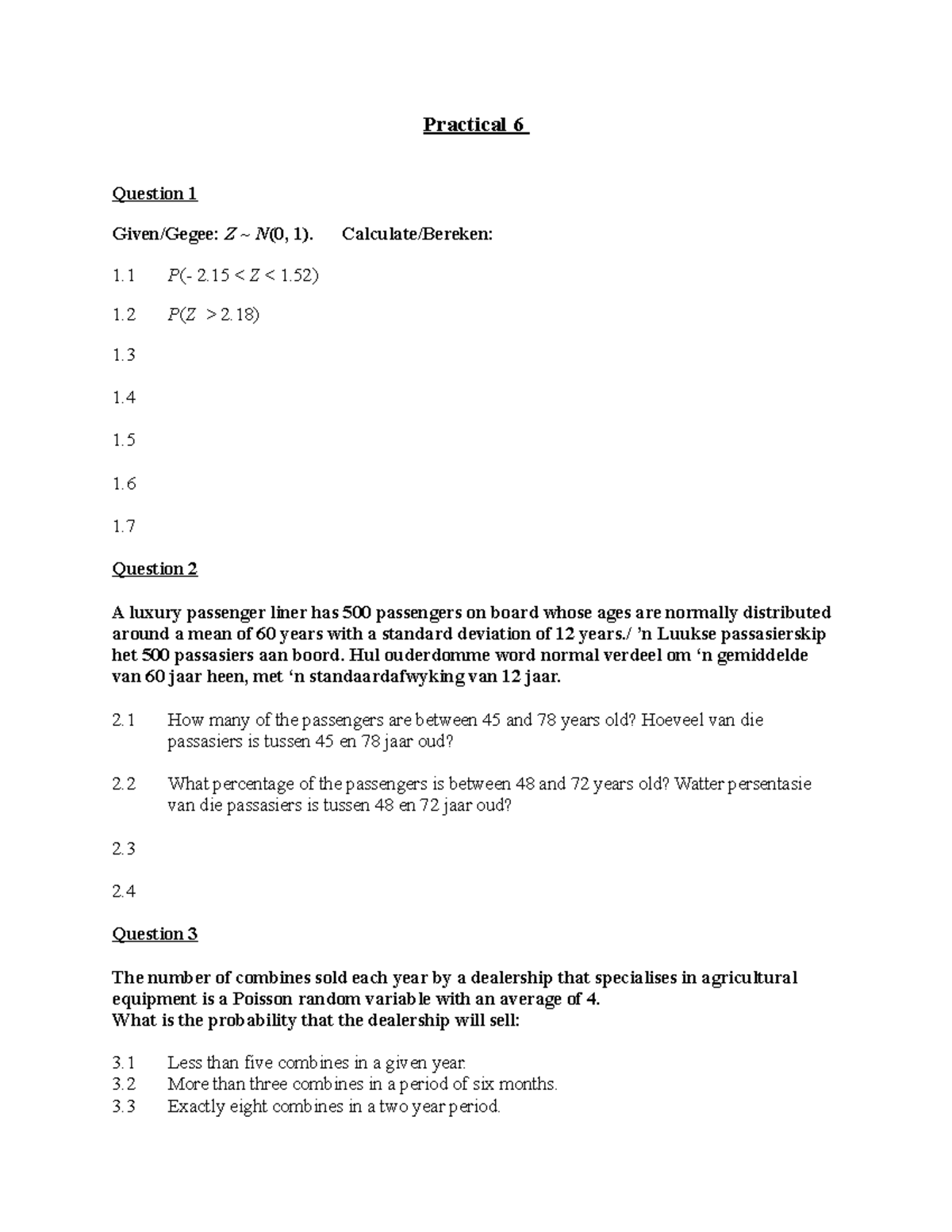 Practical 6 () - Please download - Practical 6 Question 1 Given/Gegee ...
