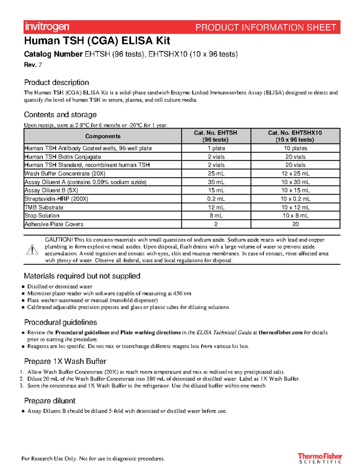 Ehtsh - Datasheet ELISA TSH - PRODUCT INFORMATION SHEET Human TSH (CGA ...