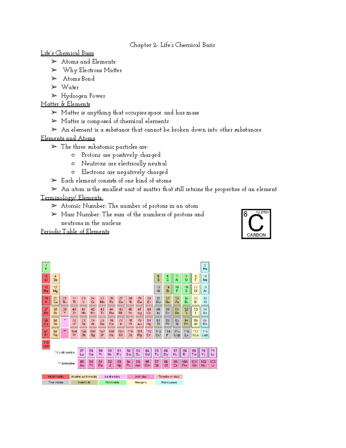 Bio 1-Chapter 2 Life’s Chemical Basis - Chapter 2- Life’s Chemical ...
