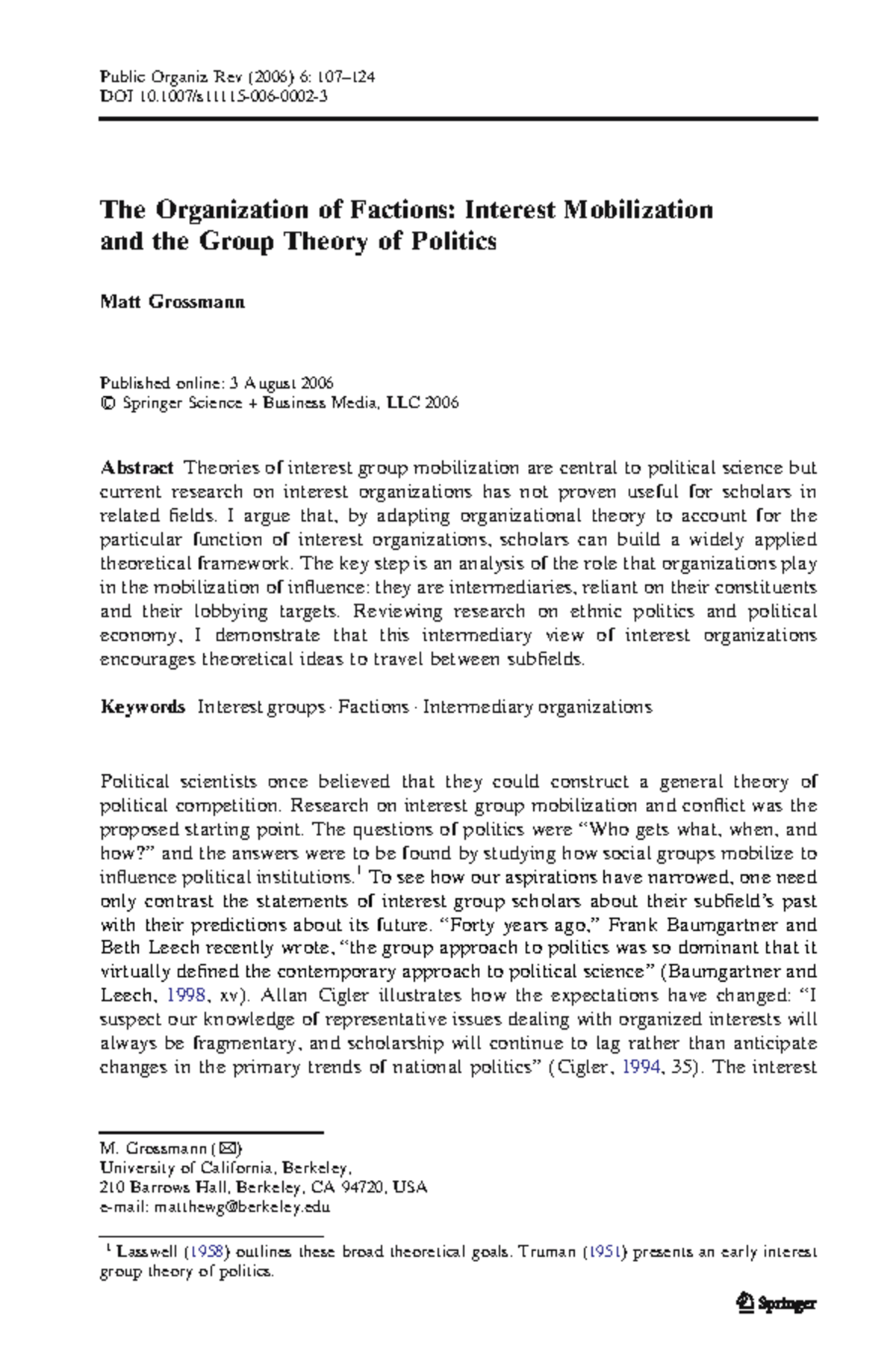 Organizationof Factions - The Organization of Factions: Interest ...