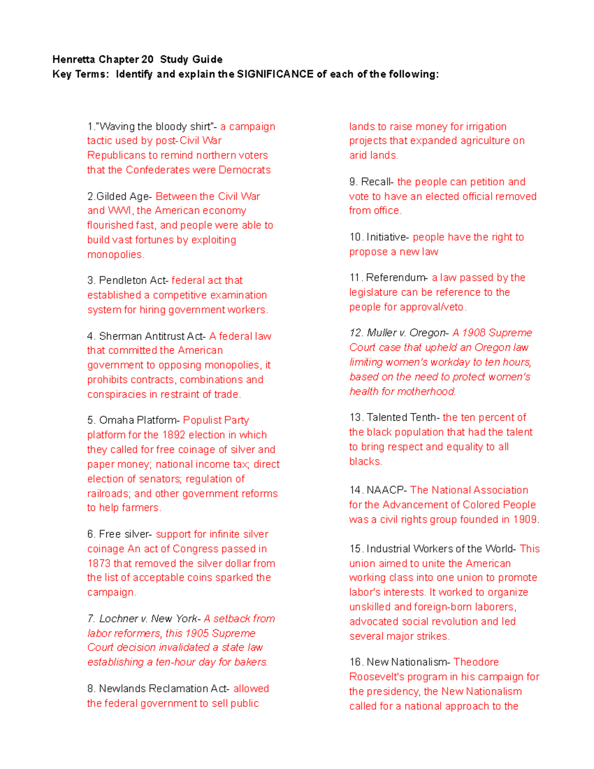 Copy of Ch 20 HW 2020 - Henretta chapter 20 - Henretta Chapter 20 Study ...