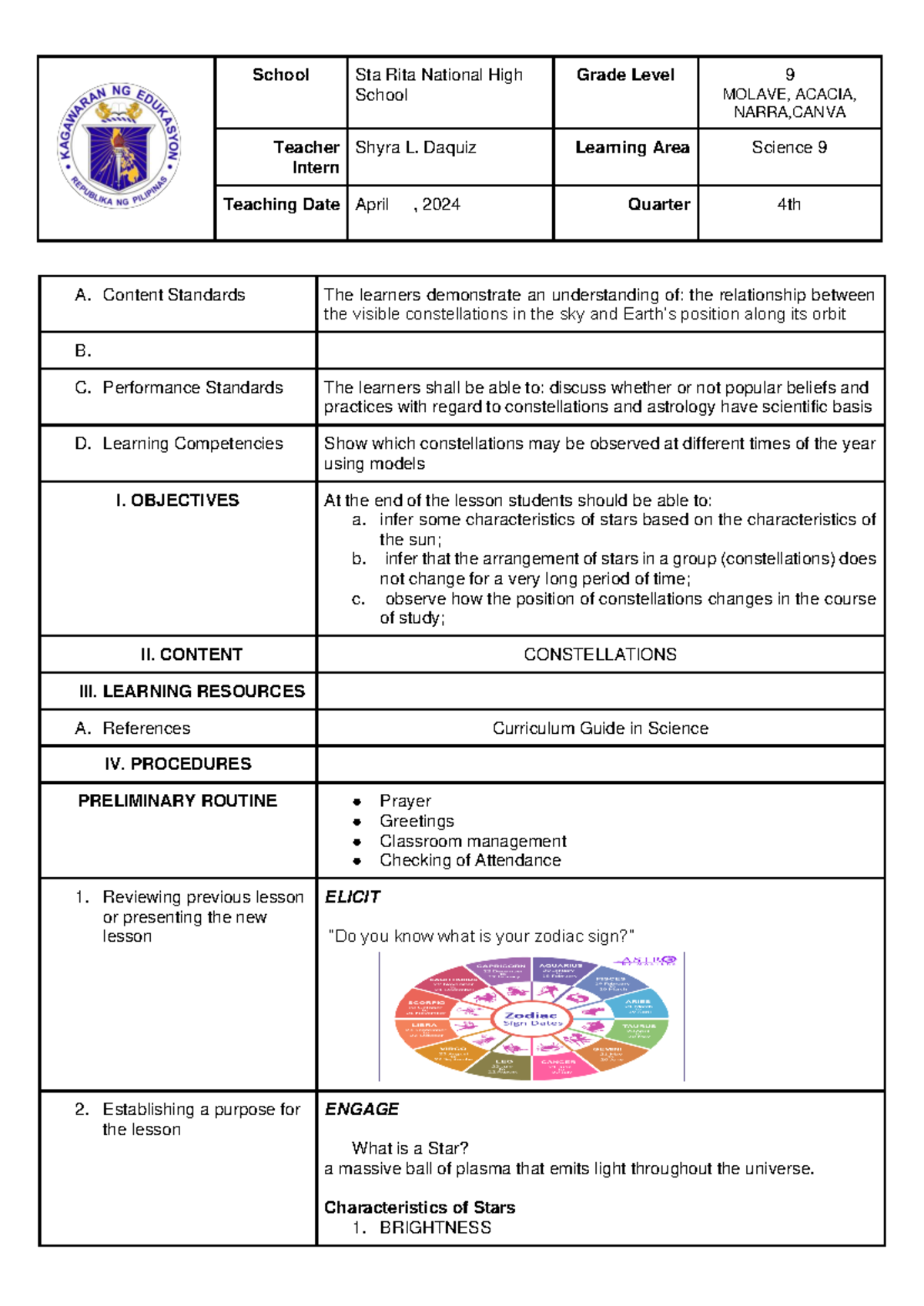 Constellation - Summary Bachelor of Secondary Education - School Sta ...