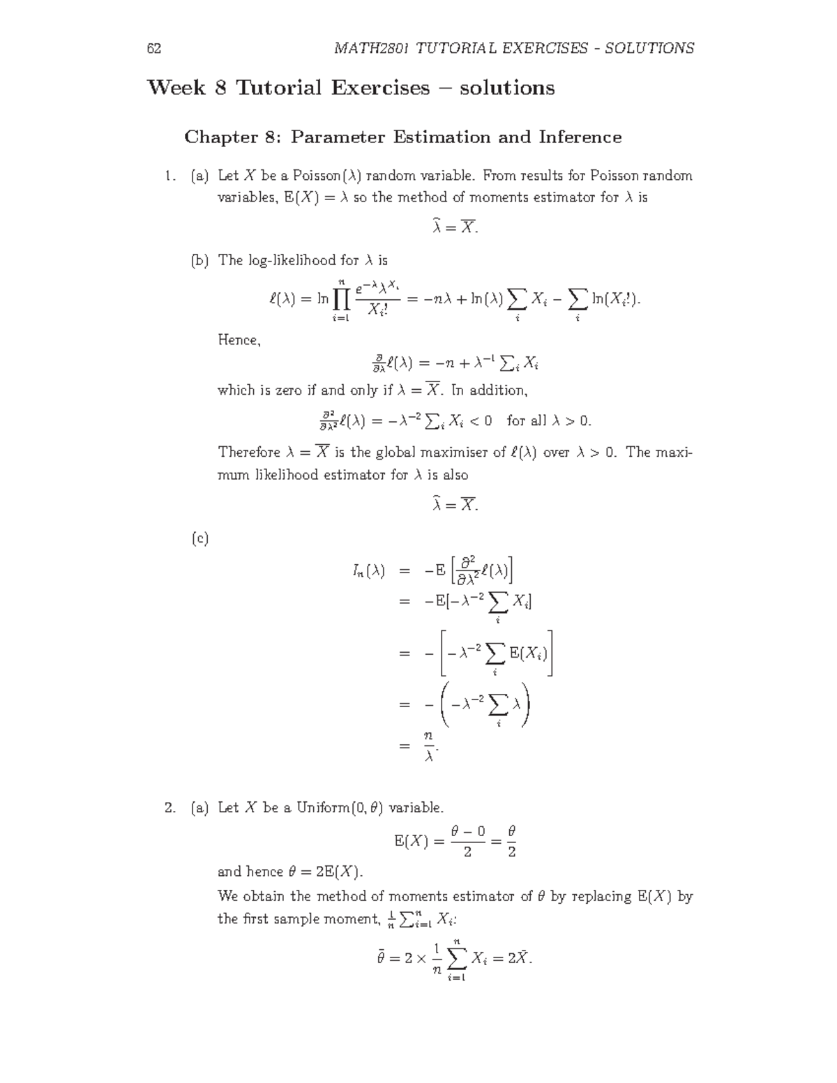 Week8 Tutorial Solutions 62 Math2801 Tutorial Exercises Solutions Week 8 Tutorial Exercises
